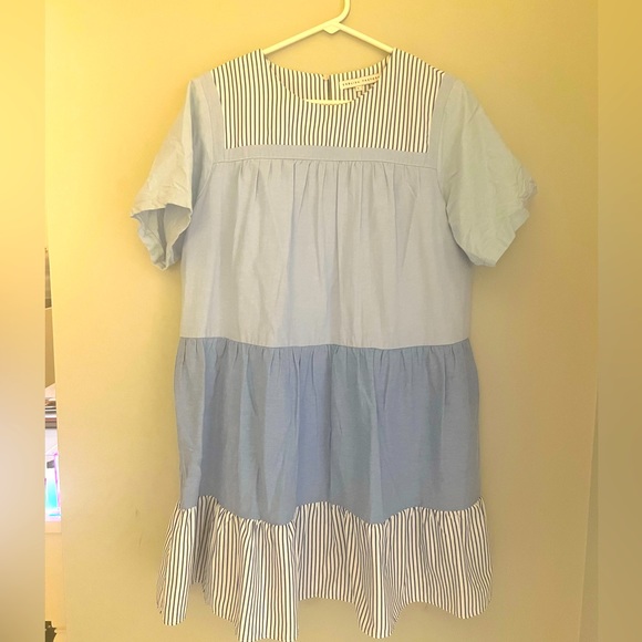 English Factory | Dresses | English Factory Blue Cotton Short Sleeve ...